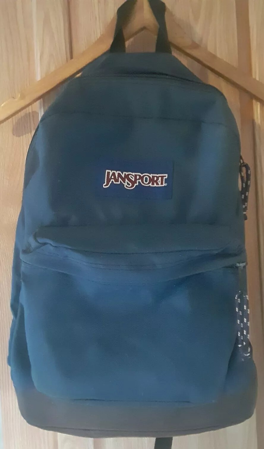 Jansport Classic Blue Backpack Brown Leather Bottom ! - Gem