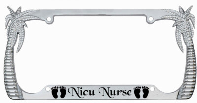 Nicu Nurse License Frame Gift-Palm Tree Design Metal Auto License Plate ...