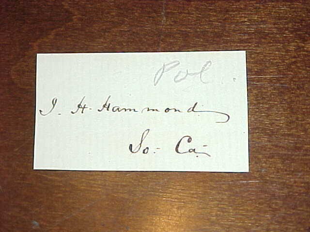 James Henry Hammond Autographed Signed Cut 1842 South Carolina Governor ...