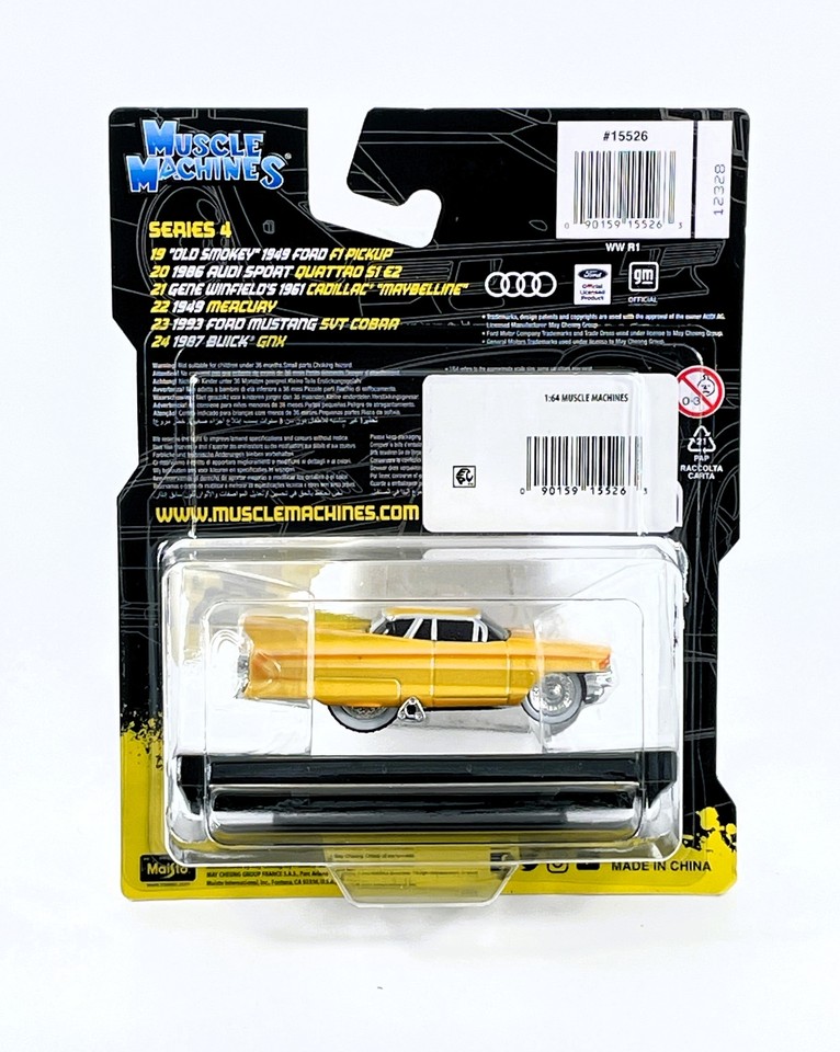 Muscle Machines Gene Winfields 1961 Cadillac Maybelline Yellow die Cast ...