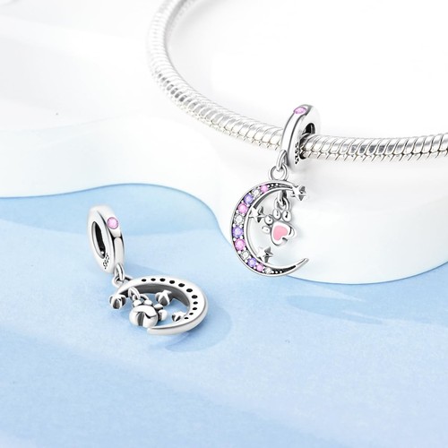 925 Sterling Silver Dangle Moon Charm for Bracelets | eBay