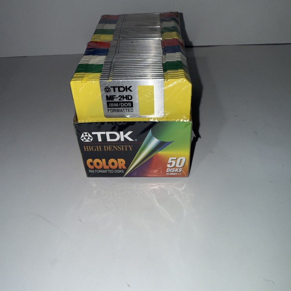 NEW Sealed - TDK 50 Disk Color High Density 3.5" HD 1.44MB Floppy IBM ...