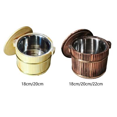 Wooden Rice Bucket Rice Mixing Tub with Lid Durable Round Practical ...