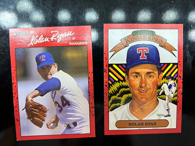 2- 1990 Donruss Nolan Ryan Error Card #665 & Error Card #166 No Dot ...