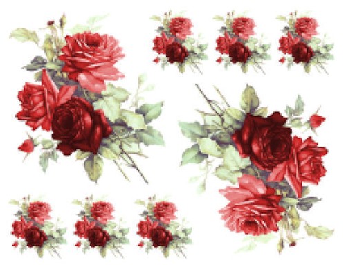 Vintage Image Victorian Shabby Red Cabbage Roses Furniture Transfer ...