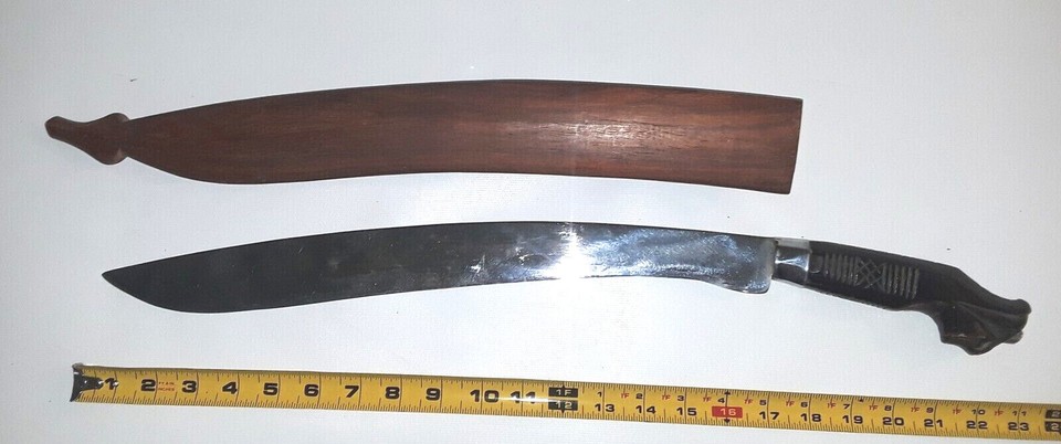 Sword Philippines Antique Sansibar Carved Horn Fixed Blade Knife Sheath ...