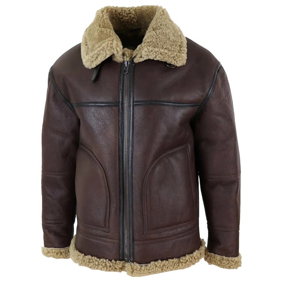 Leon Scott Kennedy RE4 B3 Bomber Jacket Brown Faux Fur Leather Cosplay ...