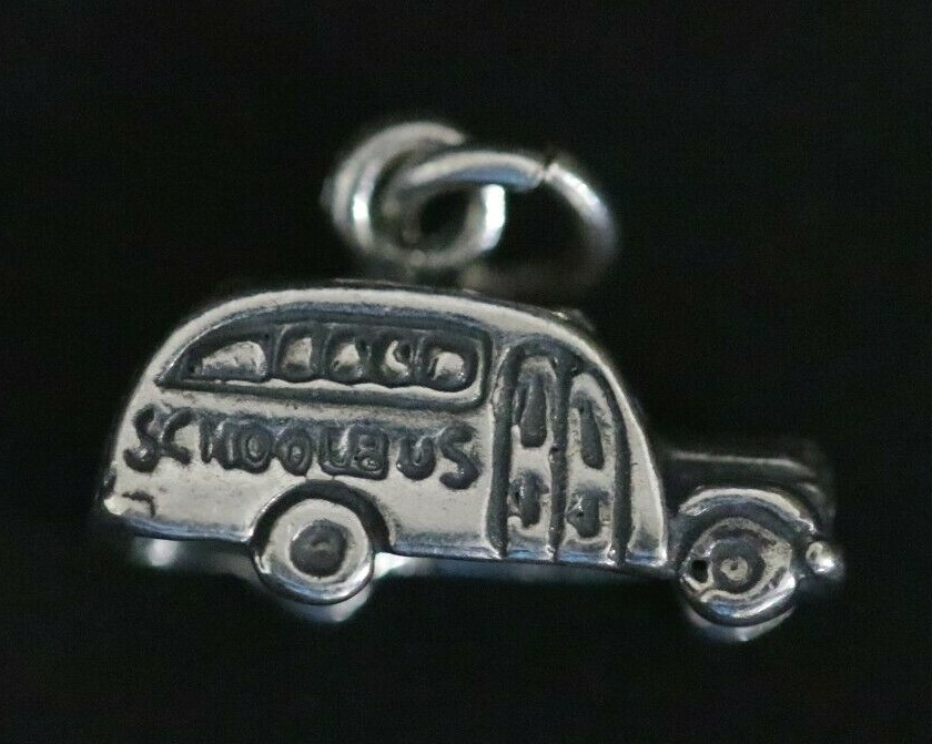Vintage Sterling Silver 0.6" School Bus Charm Solid 925 Silver 2.2g ...