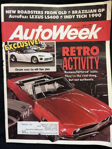 Autoweek Magazine APRIL 2, 1990 VIPER MAY BE BUILT LEXUS LS400 F1 ...
