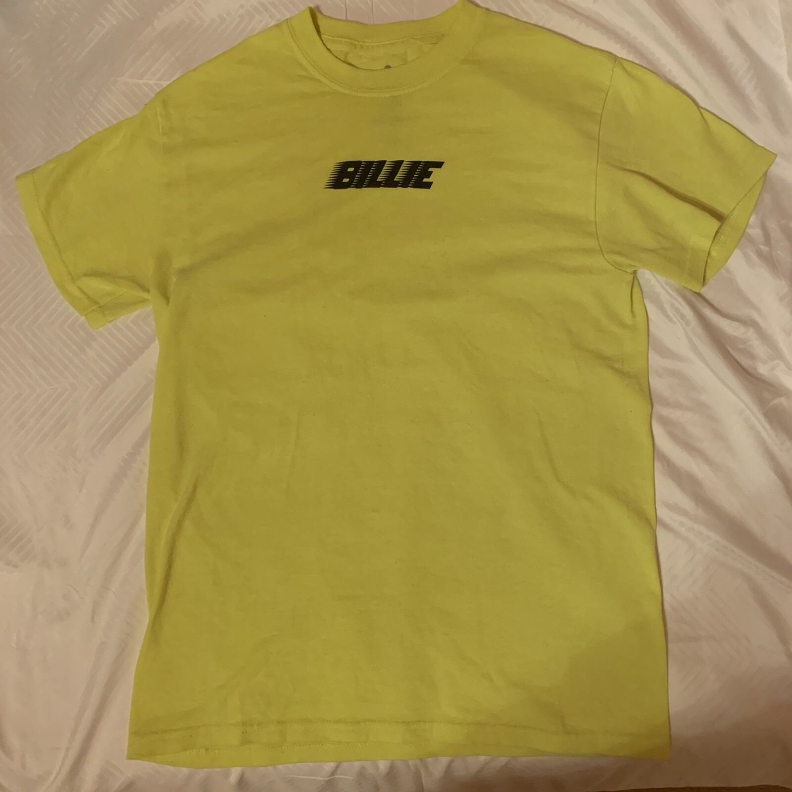 Official Billie Eilish Racer Logo Neon Yellow T-Shirt… - Gem