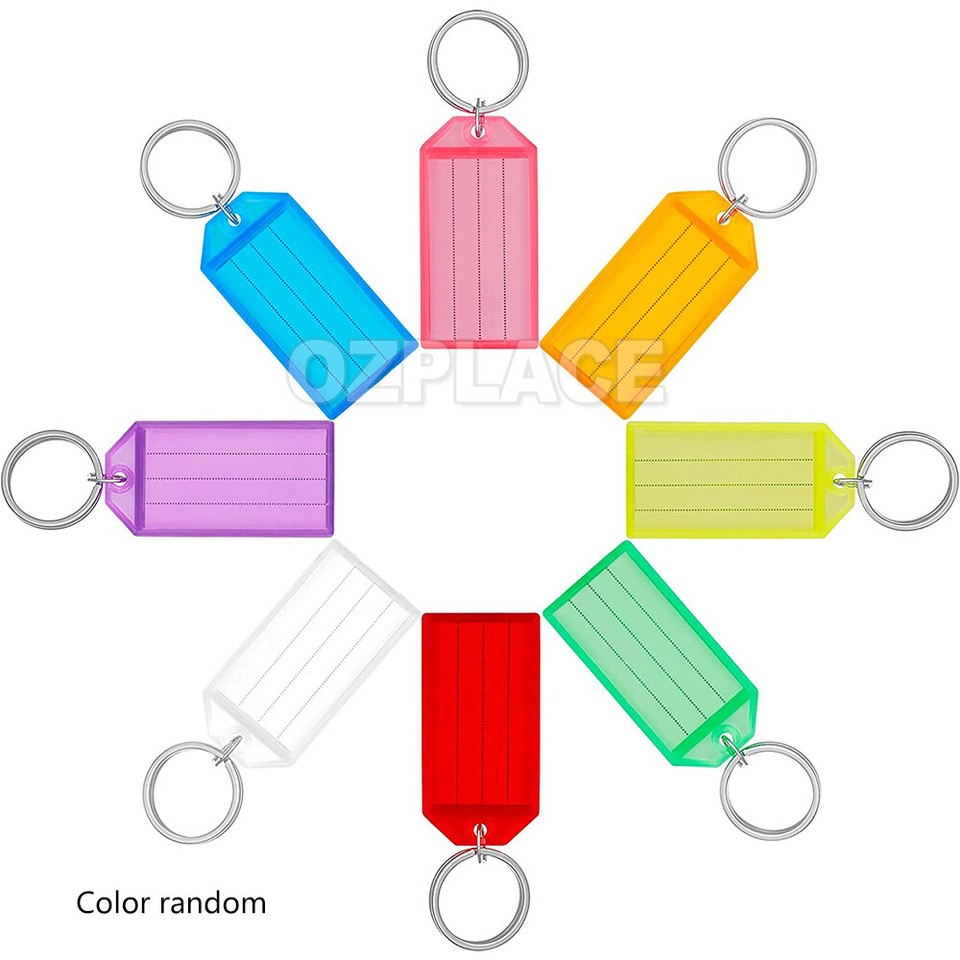 100x Plastic Key Tags With Split Ring Keys Identifier Bag/Luggage ...