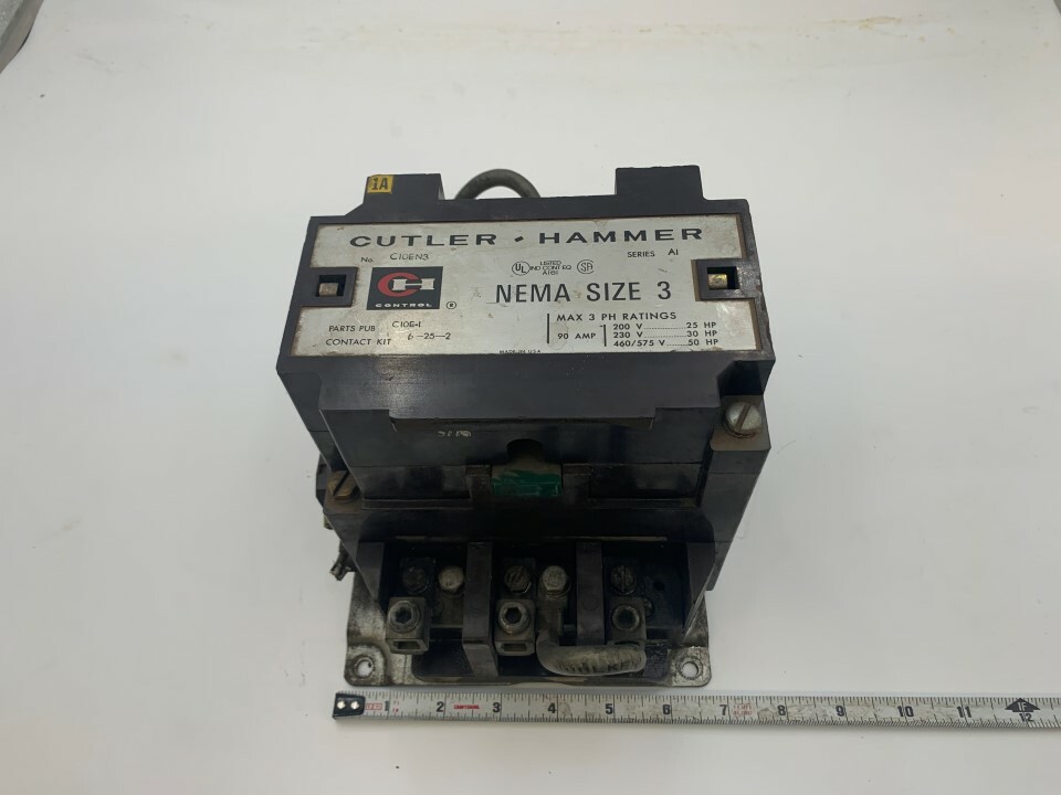 Cutler Hammer Size 3 Starter Model: C10EN3 Series: A1 Max HP: 50 | eBay