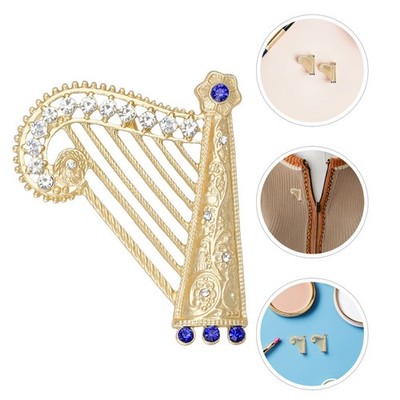 2pcs Harp Lapel Pin, Shiny Rhinestone Musical Instrument Brooch ...