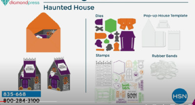 Diamond Press Haunted House Halloween Pop-up Card Making Dies and Stamp ...