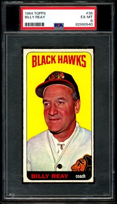 1964-65 TALL BOY TOPPS NHL HOCKEY #38 Billy Reay PSA 6 EX-MT CHICAGO ...