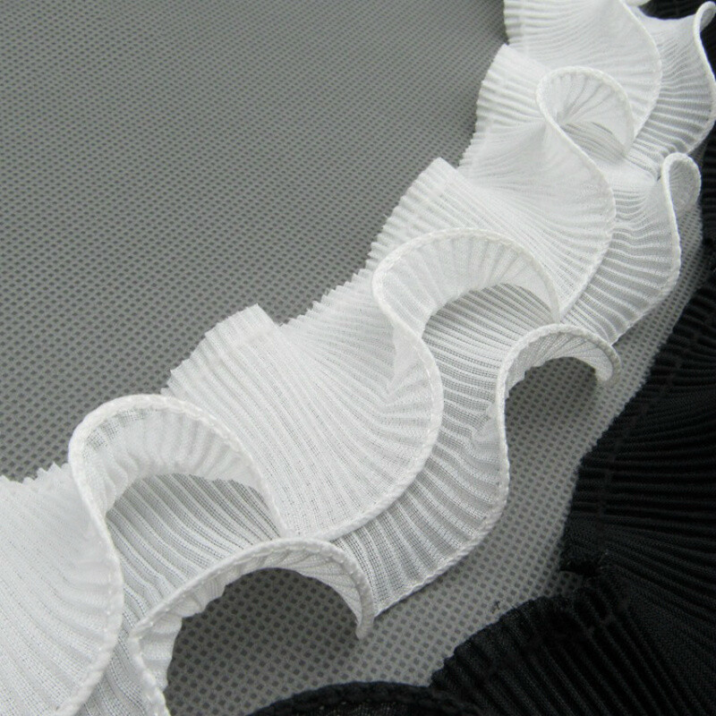20 Yards Ruffled Pleated Chiffon Trim 2 Layer Gathered Ribbon Frill ...