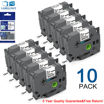 10PK For Brother P-Touch TZe-231 TZ-231 12mm White Standard Laminated ...