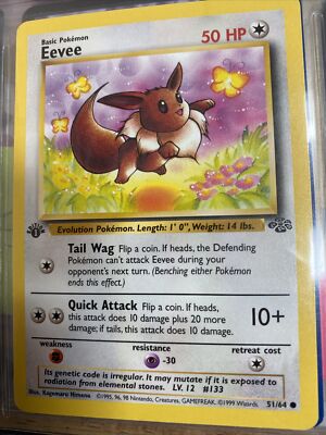 1st Edition Eevee 51/64 Jungle Set Set Rare Vintage 1999 Pokemon Card ...