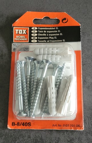 TOX Expansion Dowels EL B-8/40S + Screws, 8 Pcs., Art. No: 00770106 | eBay