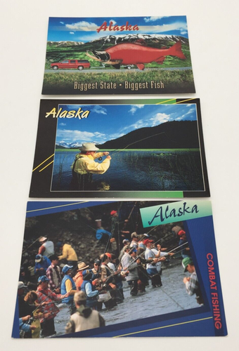 (3) Alaska Fishing Postcards Combat Fly Salmon (1) Stamped | eBay