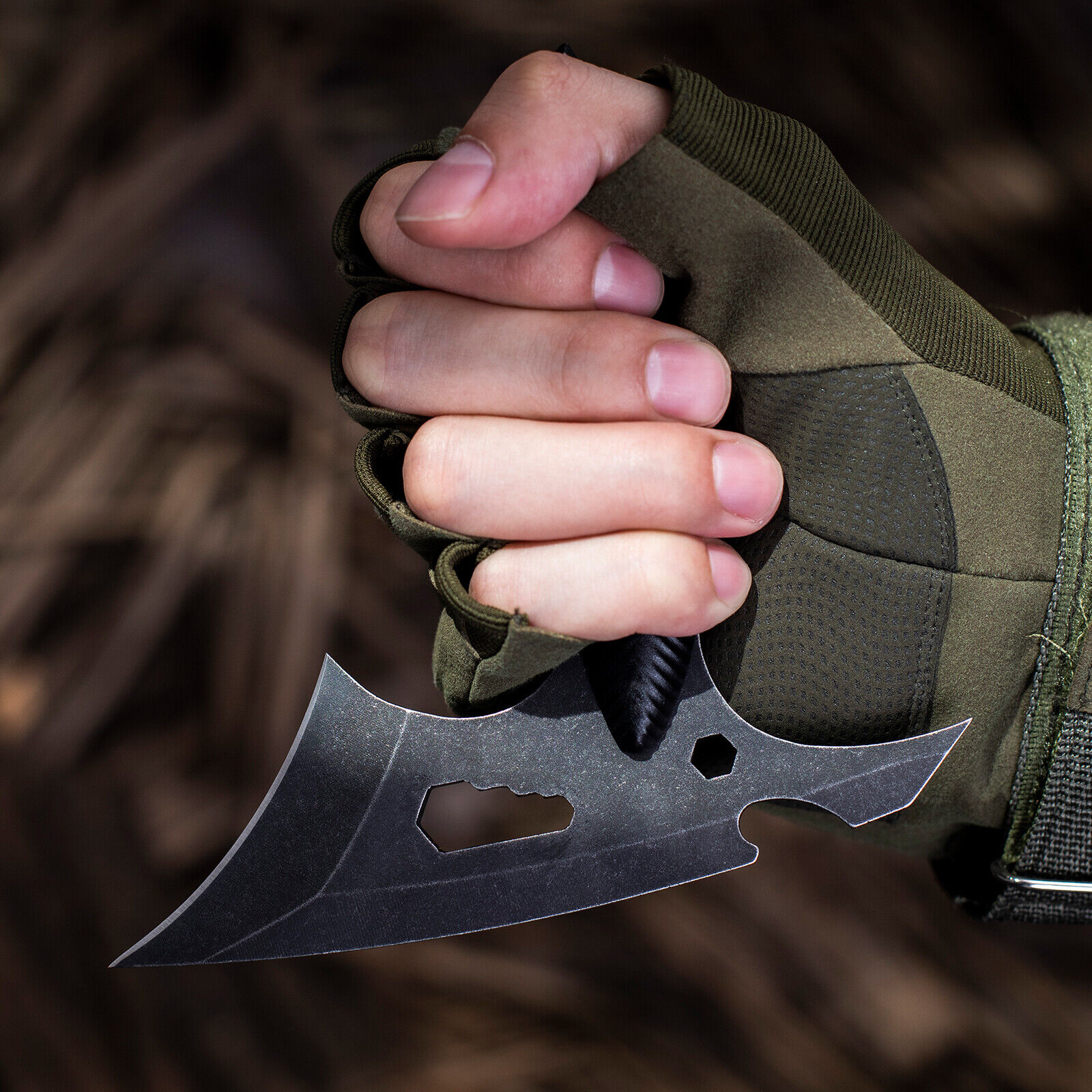 Black Throwing Axe Tactical Fixed Blade Throwing Tomahawk Axe Hatchet w ...