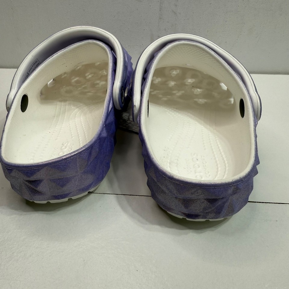 Crocs Womens Size 7 Purple Geometric Iridescent Glitter Clogs Diamond ...