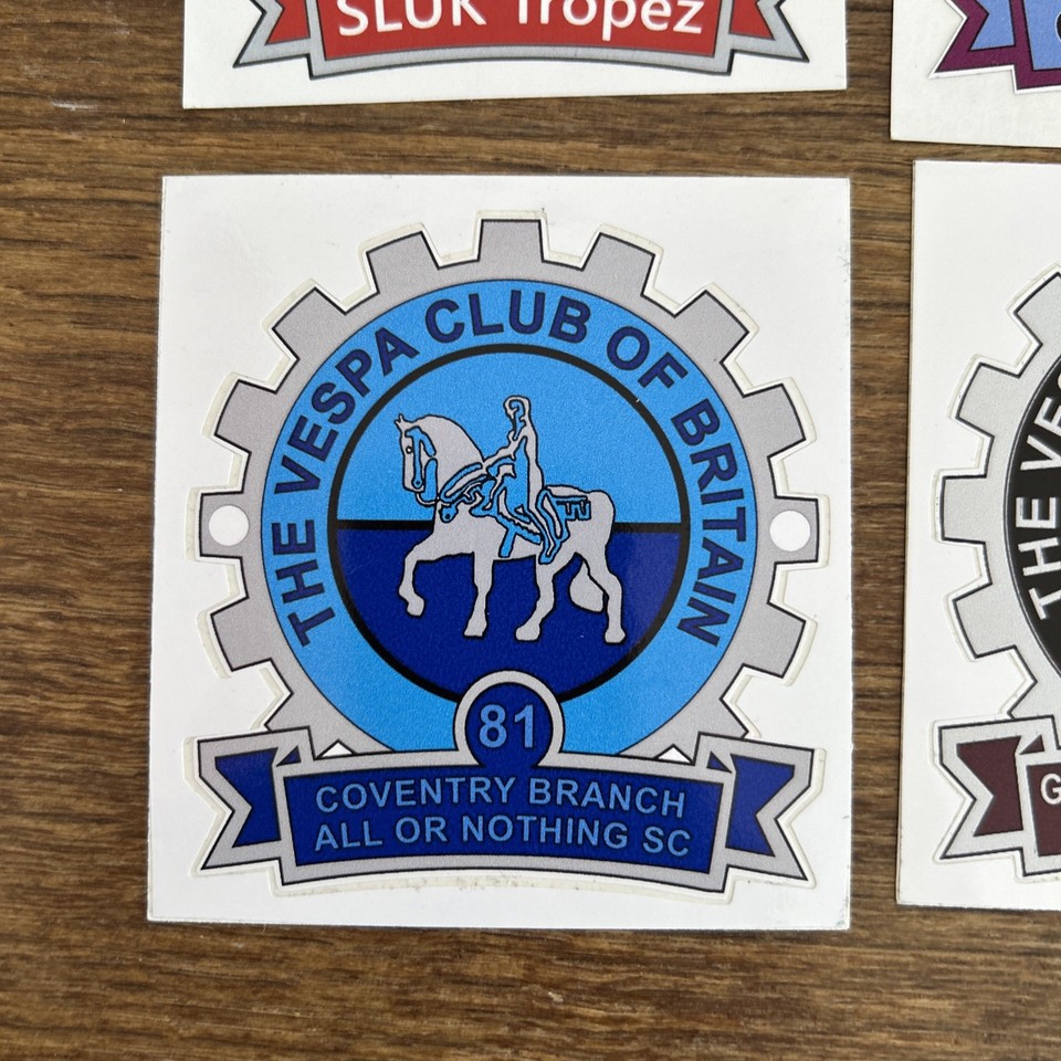 Vespa Club of Britain Cog Stickers Scooter GTS 300 PX 125 RARE ...