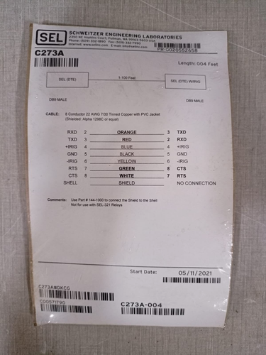 SEL C273A DB9 MALE CONNECTOR 004 Feet LOT 7PCS | eBay