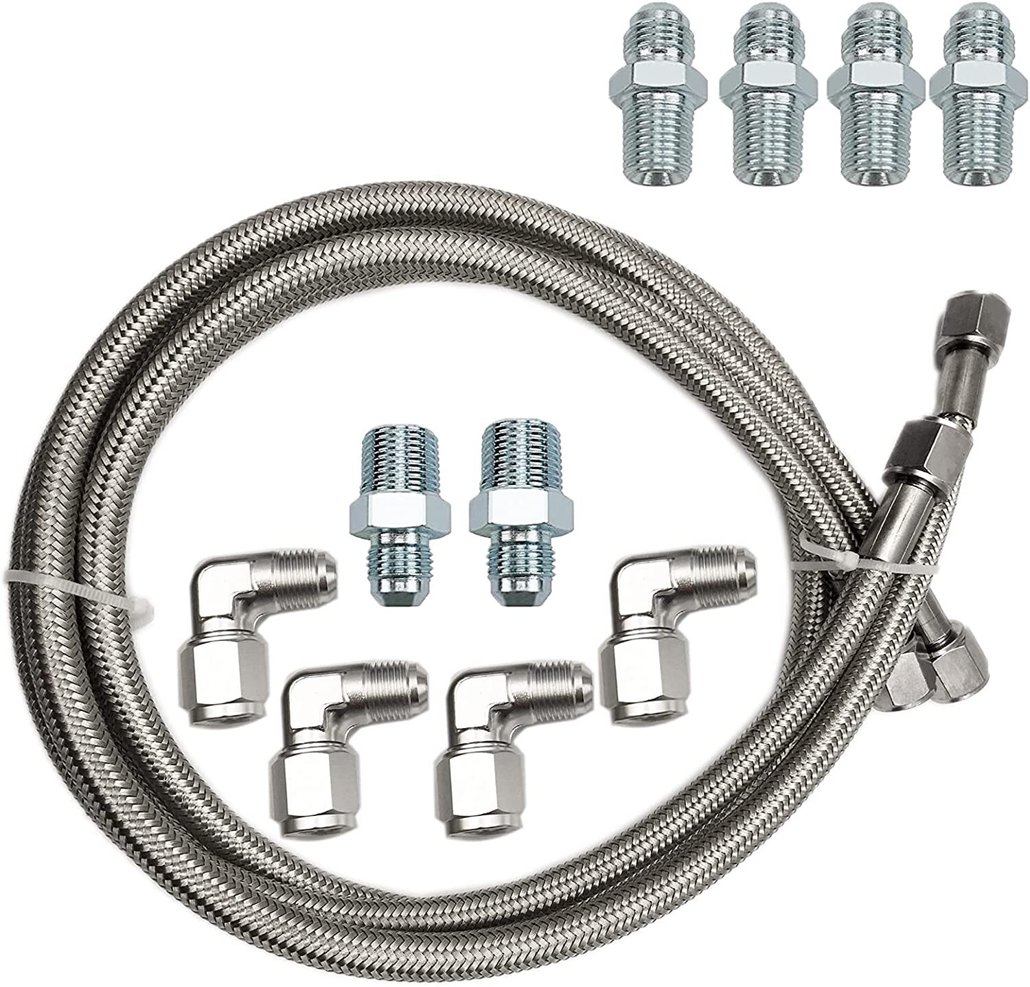 SS Braided Transmission Cooler Hose Lines Fittings TH350/700R4/TH400 52 ...
