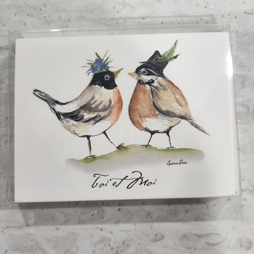 Note cards with Envelopes. Toi Et Moi. Set Of 8. Cute Bird Couple ...