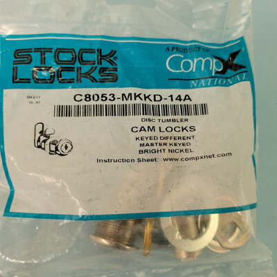 6 COMPX NATIONAL C8053-MKKD-14A Cam Lock,For Thickness 7/8 in,Nickel ...