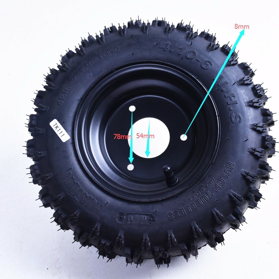 4.10-6 4.10x6 6'' Rear Tire Wheel + Rim ATV Trike Go Karts Razor Buggy ...