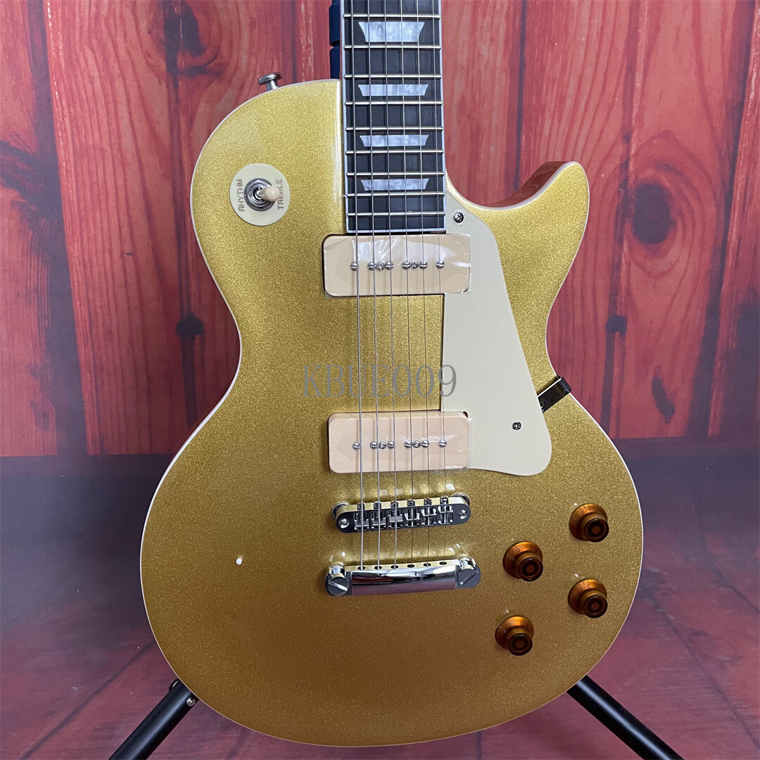 Custom LP Gold Top Electric Guitar 6 String Solid Body 2-P90 Pickup T-O ...