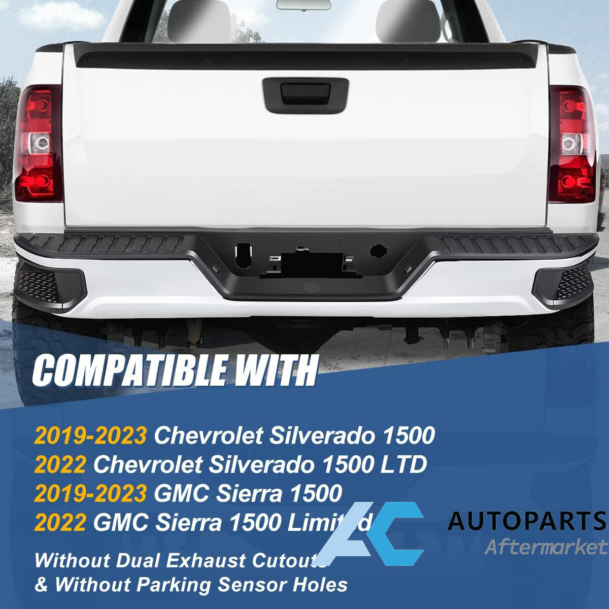For 2019-2023 Chevy Silverado 1500 GMC Sierra Rear Bumper Assembly w/o ...