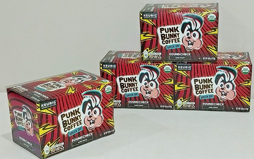 4 Boxes Punk Bunny Coffee by Green Day Dark Roast SoundCheck 10 ct ea K ...