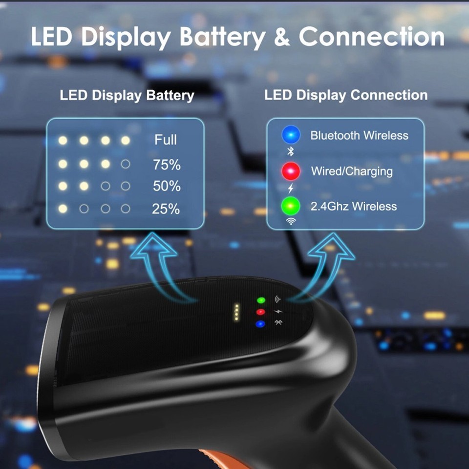 3-in-1 Handheld Barcode Scanner Wireless 2D QR Code Reader USB ...