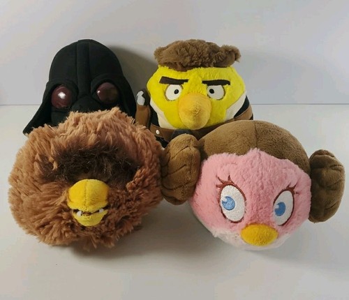 Lot Of 4 Small Angry Birds Plush Star Wars Leia Chewy Han Solo Darth ...