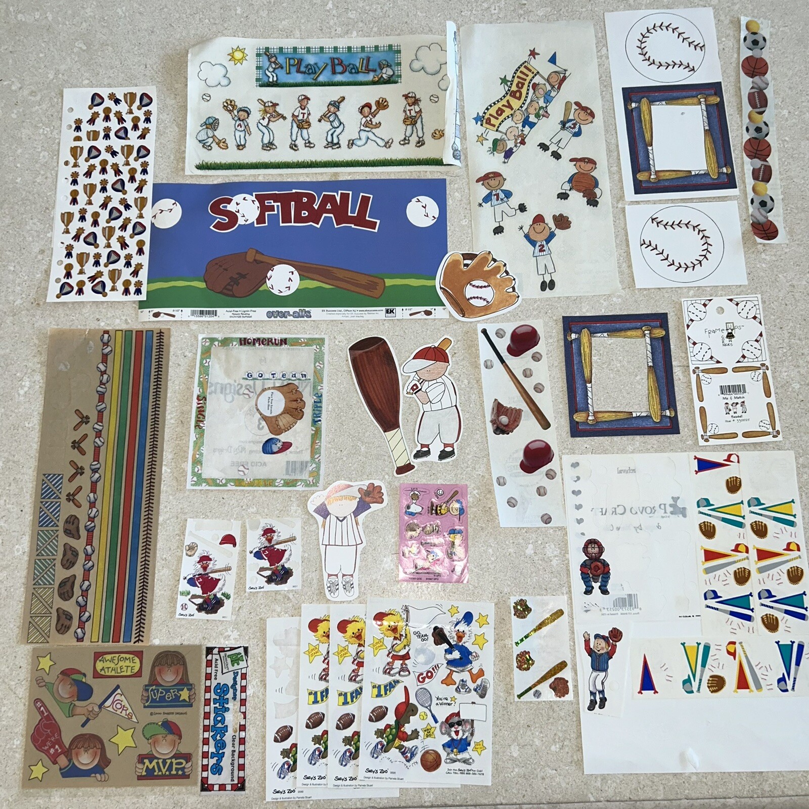 Lot Of Baseball & Softball Sports Stickers Frames & Embellishments ...