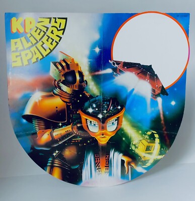 Vintage 1986 KP ALIEN SPACERS Crispy Corn Crisps ADVERTISING SIGN 12” x ...