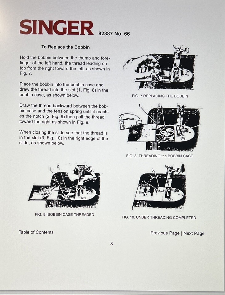 Large Deluxe Singer 66 Manual Sewing Machine Instructions User Guide ...