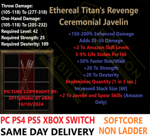PC PS4 PS5 XBOX SWITCH NL ETH Titan's Revenge DIABLO 2 RESURRECTED ITEM ...