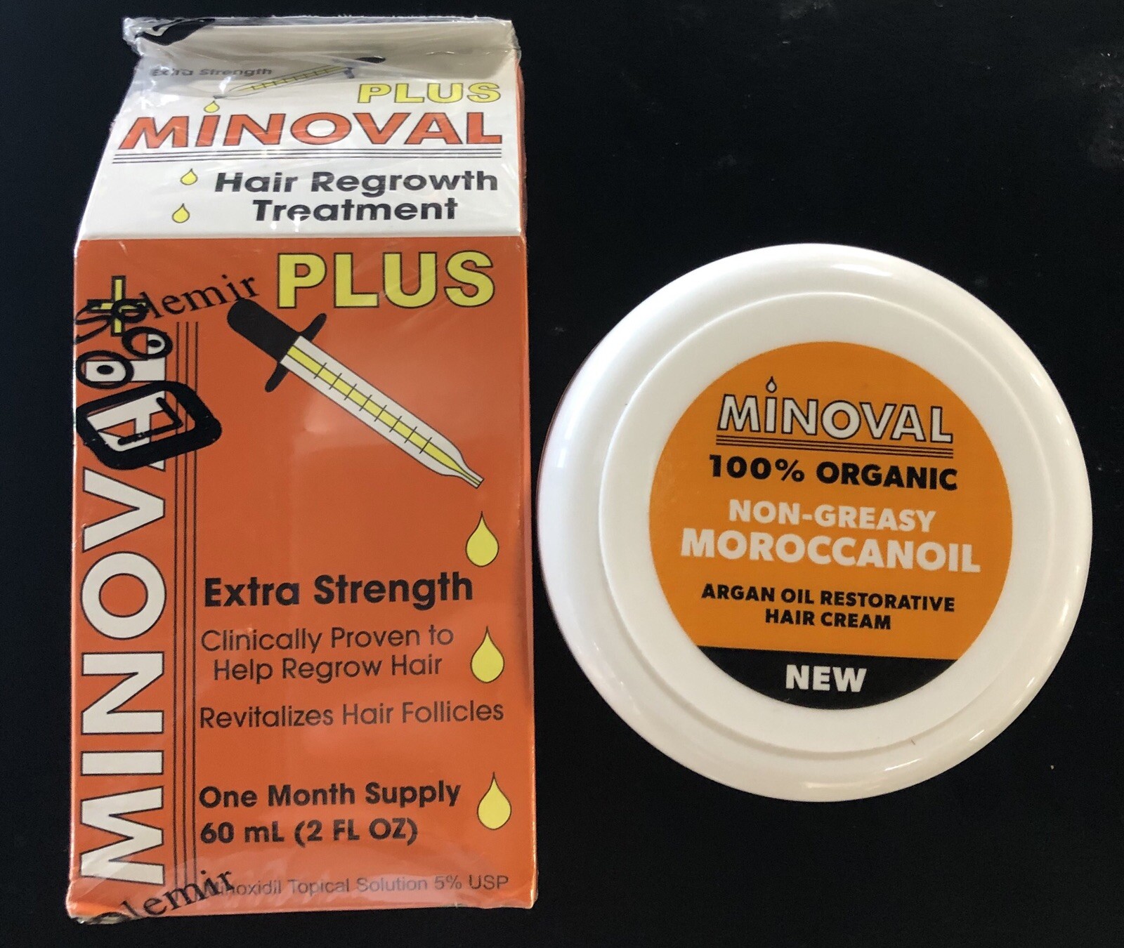 Minoval Plus Hair Treatment 5% Dropper + Moroccan Oil Jar | eBay