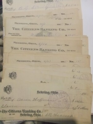 Ephemera The CITIZENS Banking Co, Sebring, OH 30+Vintage 1915 Cancelled ...