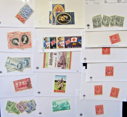 St. Lucia large lot of stamps in 102 cards lot of cards 210 {RB28 | eBay