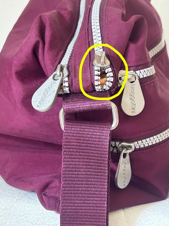 Baggallini purple raspberry shoulder strap bag missing zipper toggle ...