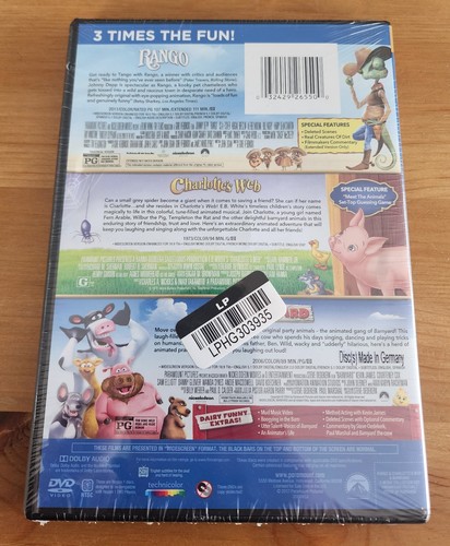 3 Movie Collection- Charlottes Web / Rango / Barnyard NEW SEALED DVD ...