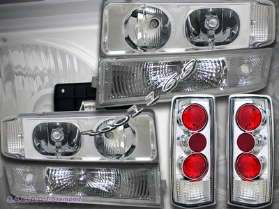 1995-2005 Chevy Astro Van Clear Headlights w/ Bumper Lights + Tail ...