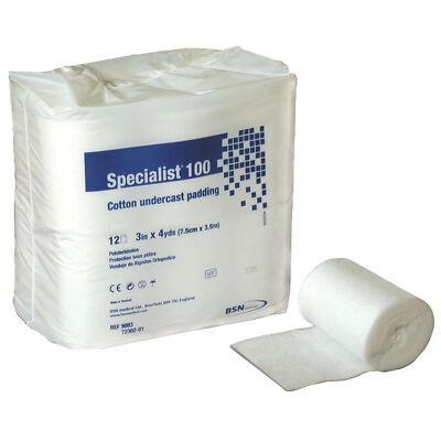Specialist 100 White Cotton Undercast Cast Padding, 3 Inch x 4 Yard (CS ...