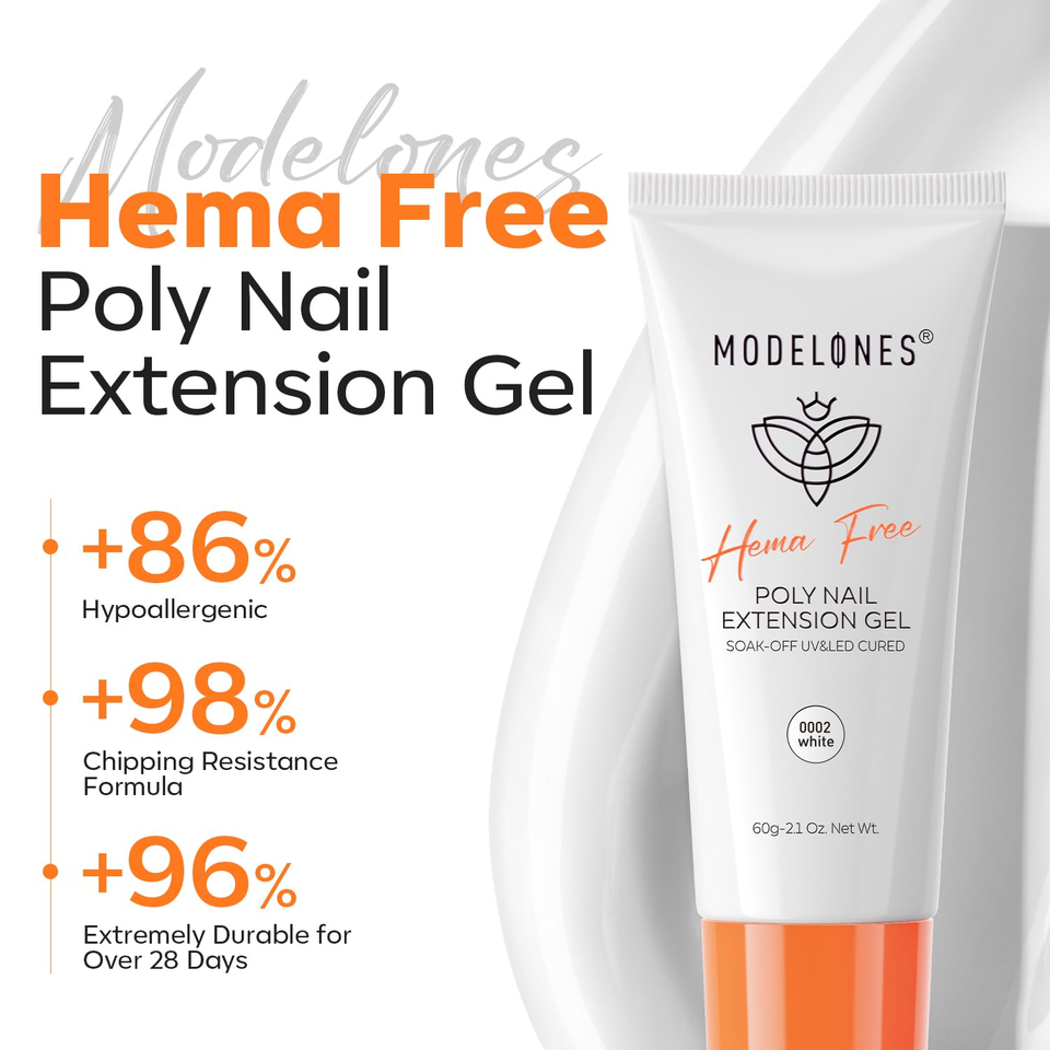 Poly Nail Gel, Hema-Free 60 ML Milky White Poly Extension Gel Nail ...