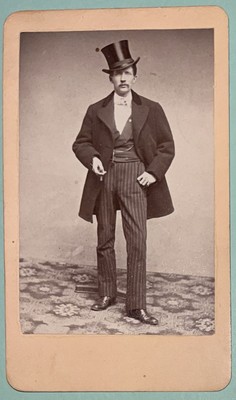 1870s Handsome DANDY MAN Mustache Derby HAT Antique Gay Int CDV PHOTO ...